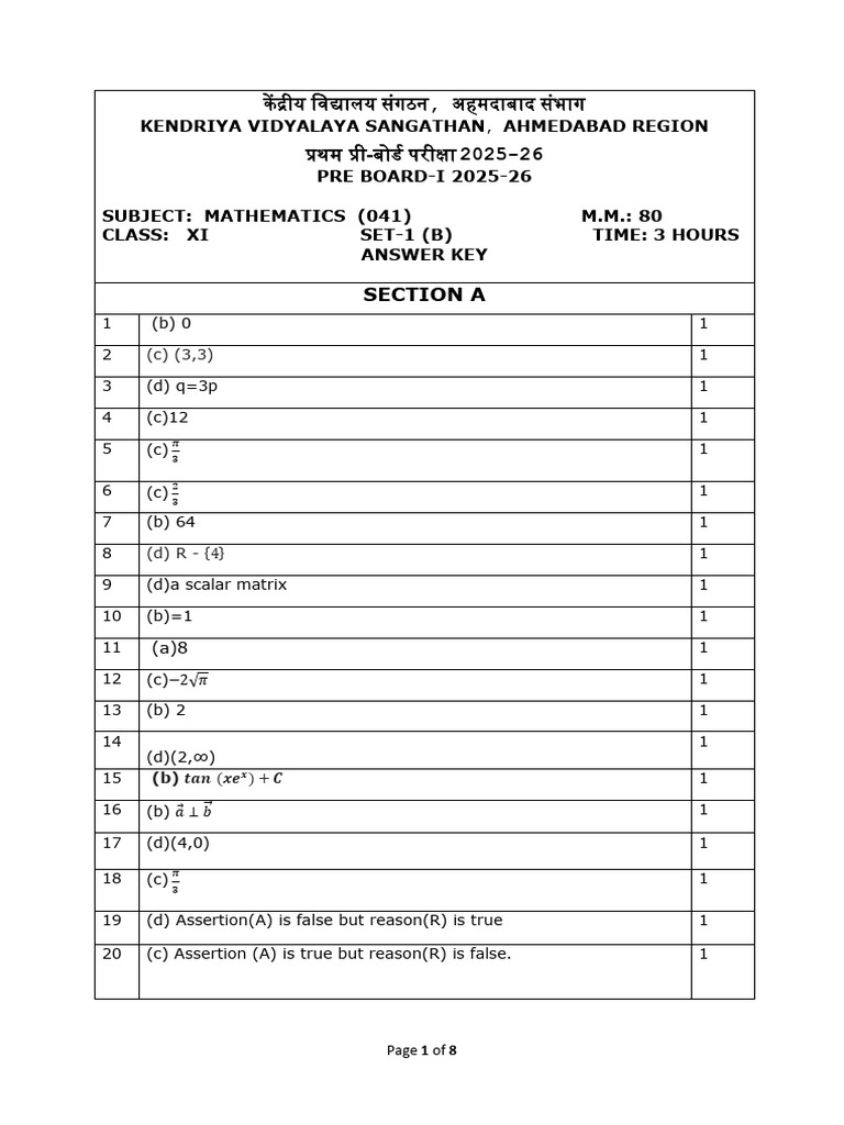 Mathematics Pre-Board Exam Answer Key | PDF | Functions And Mappings ...