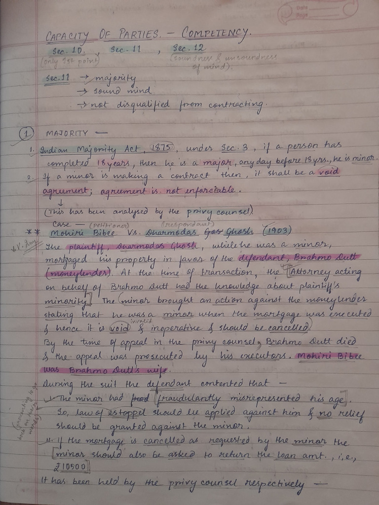 Contract I - Handwritten Notes | PDF