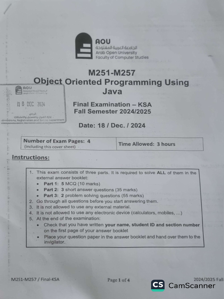 M251_final_fall2024-2025 | PDF | Programming Paradigms | Computer ...
