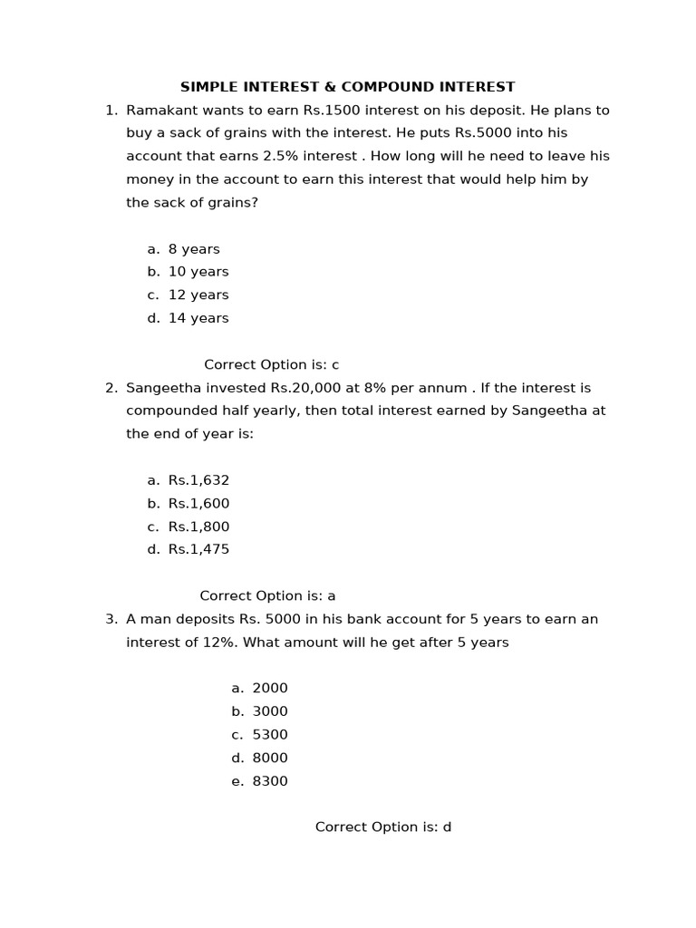 Simple Interest & Compound Interest | PDF | Interest | Compound Interest