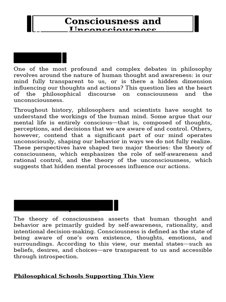 Consciousness, Unconsciousness, and the Battle for Human Thought | PDF ...