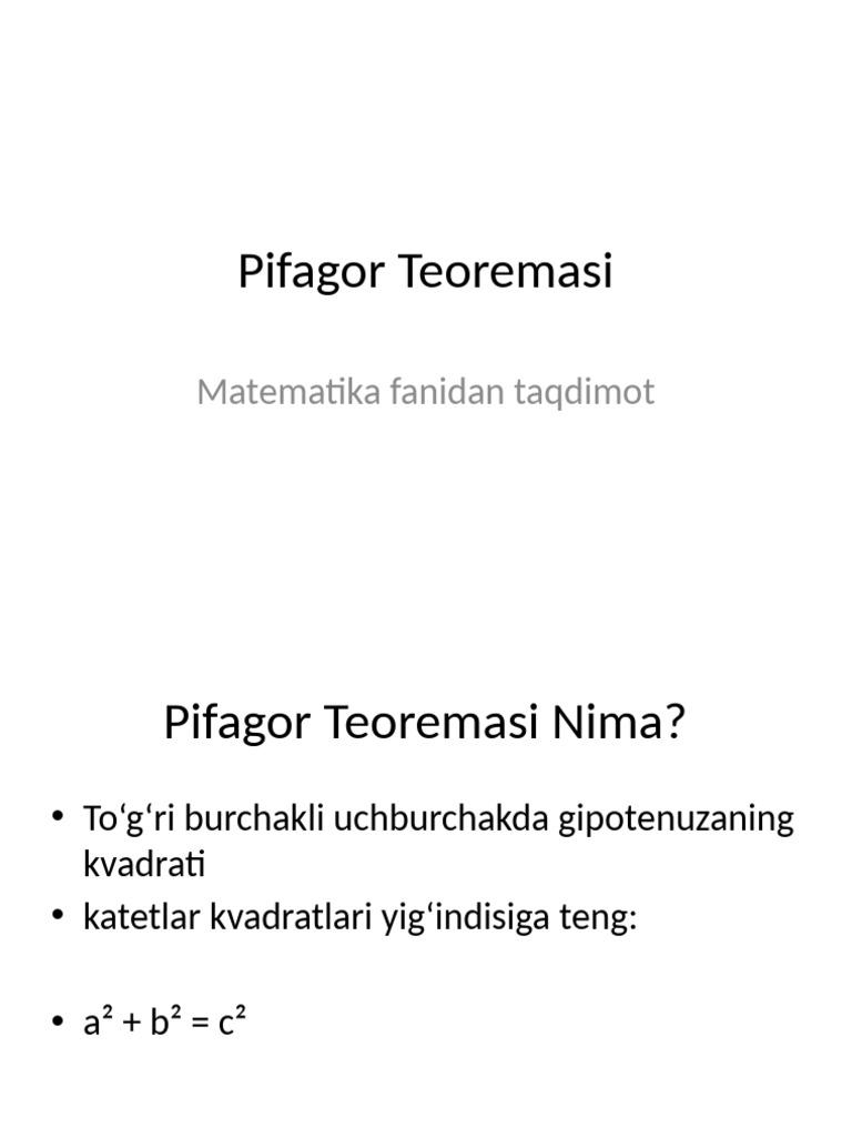 Pifagor_Teoremasi_Taqdimot | PDF