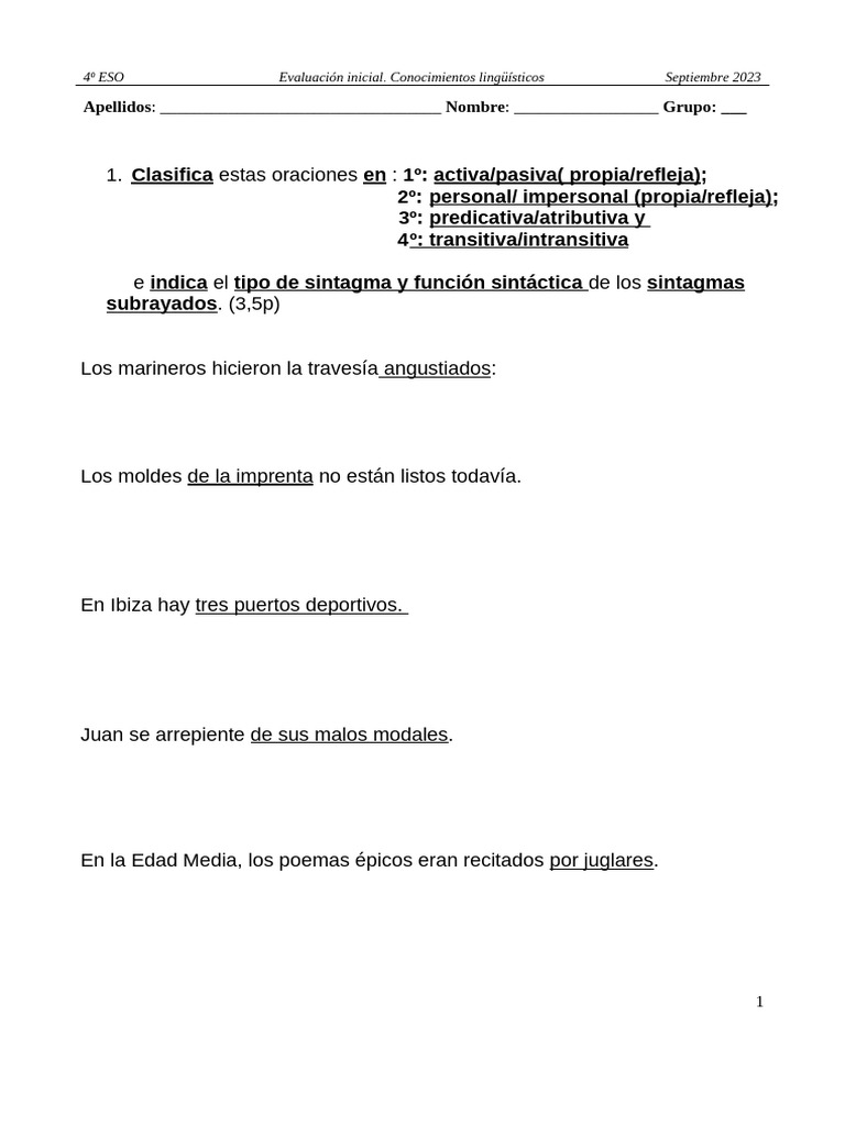Prueba Conoc Lingüísticos Adaptada | PDF