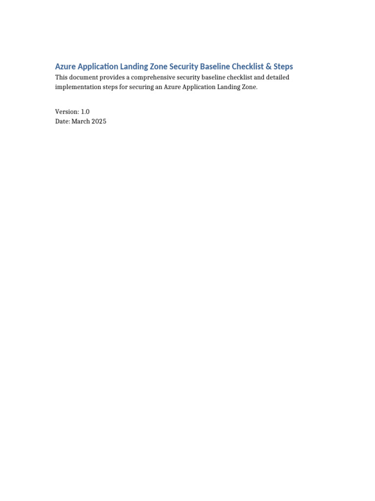 Azure Landing Zone Security Checklist | PDF | Security | Computer Security
