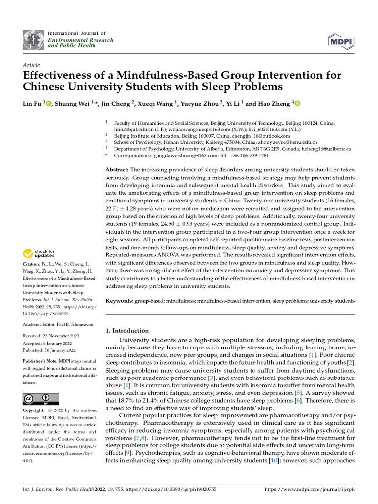 Mindfulness Intervention for Sleep Issues | PDF | Mindfulness ...