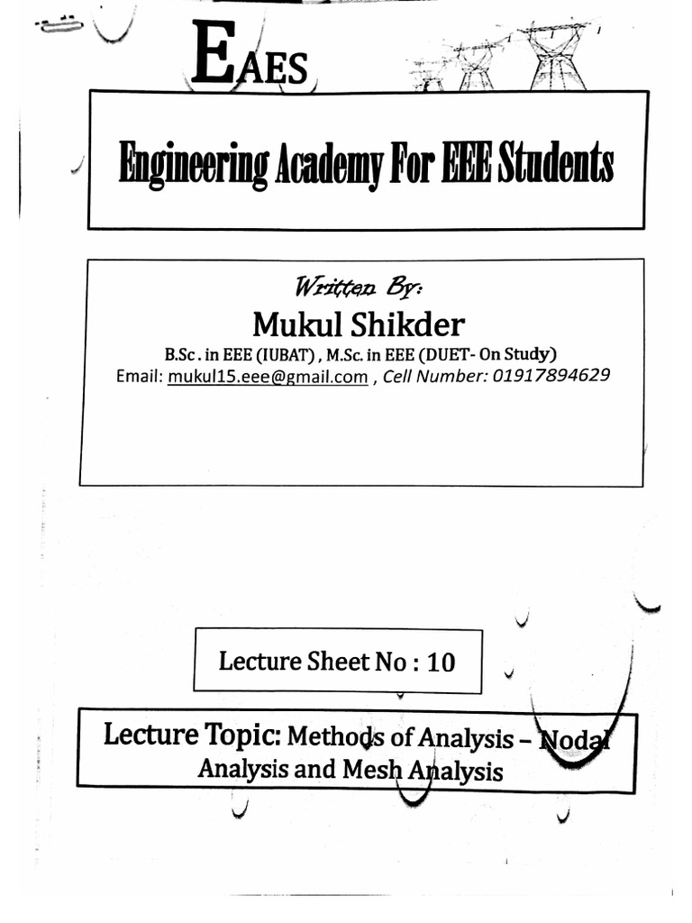 Lecture-10 (Node & Mesh Analysis) | PDF