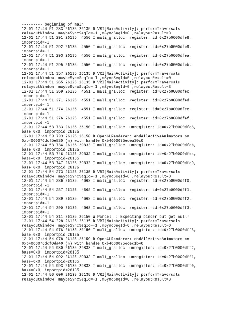VRI MainActivity Log Analysis | PDF
