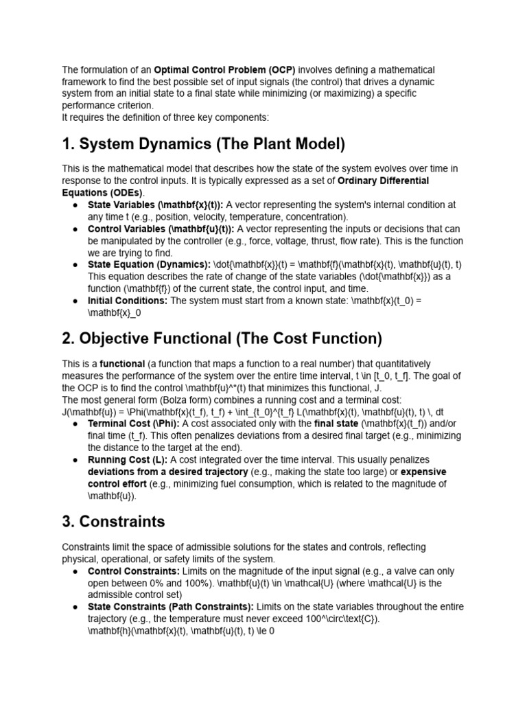 Explain the Formulation of Optimal Control Problem | PDF | Function ...