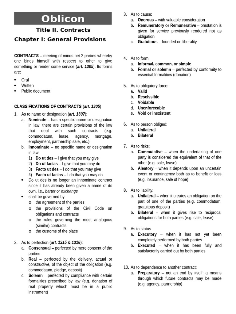 Oblicon Title II | PDF | Offer And Acceptance | Guarantee
