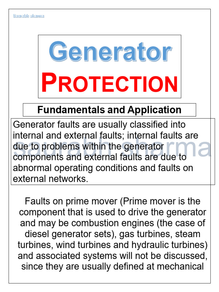 Generator Protection Fundamentals Guide | PDF | Electric Generator ...