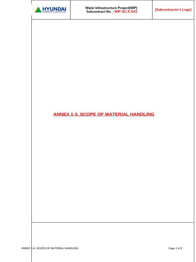 Annex 1-3. Scope of Material Handling - Rev.0 | PDF