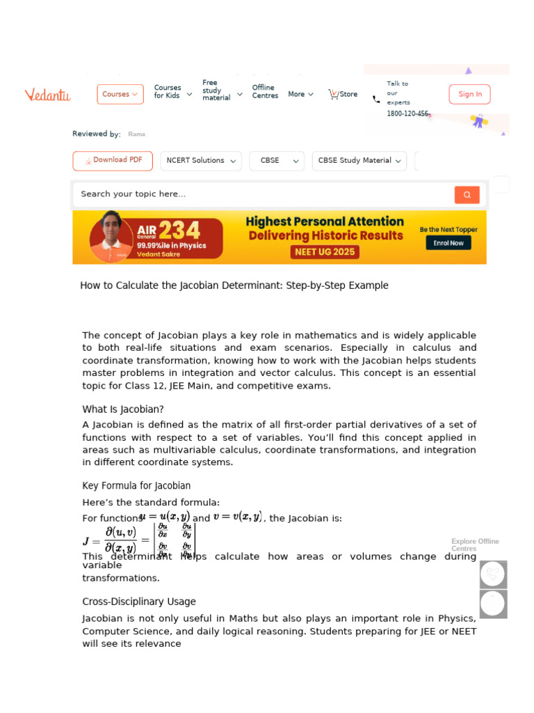 Jacobian Matrix and Determinant Guide | PDF | Determinant | Integral