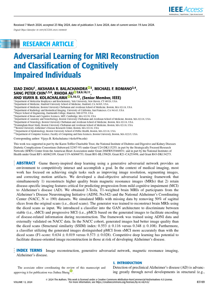 Adversarial Learning for MRI Reconstruction and Classification of Cognitively Impaired ...
