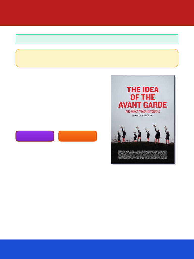 The Idea of the Avant Garde And What It Means Today Volume 2 1st Edition Marc James Léger Editor ...