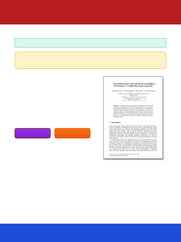 Correlating Sensors and Activities in an Intelligent Environment A ...