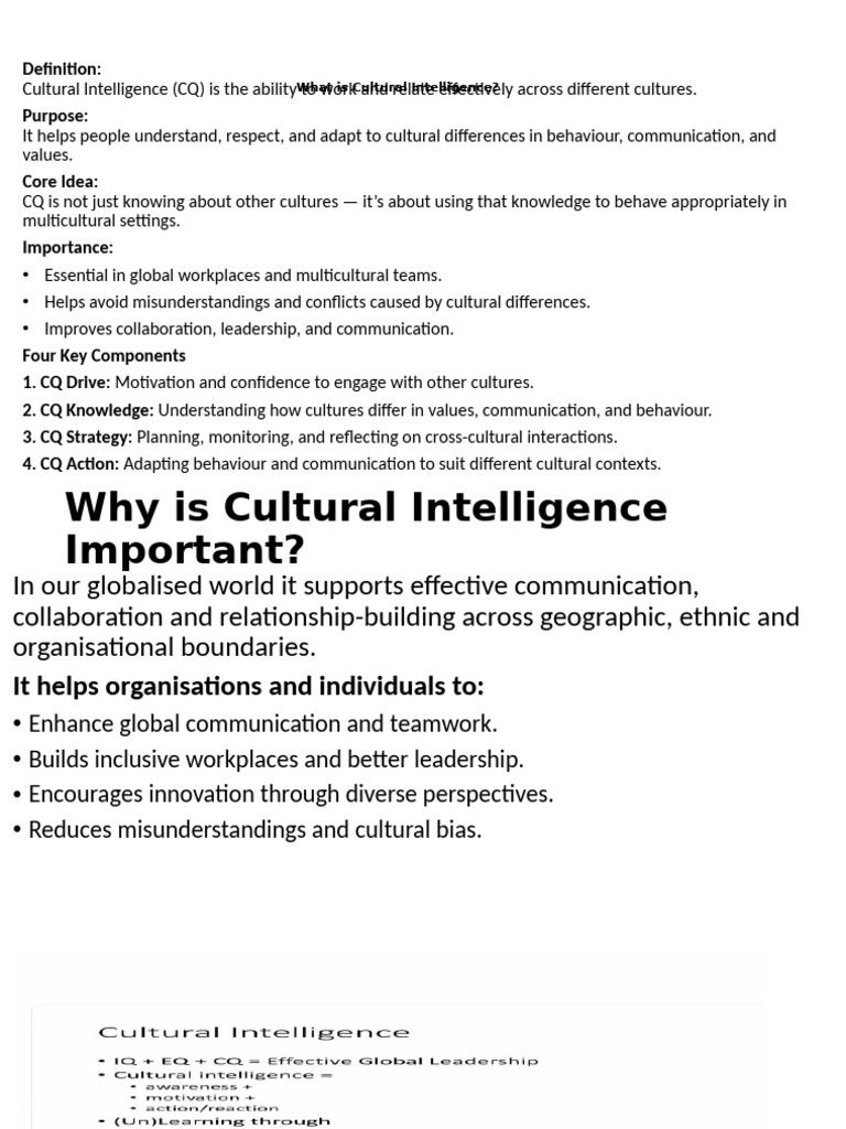 Cultural Intelligence | PDF | Emotional Intelligence | Intelligence