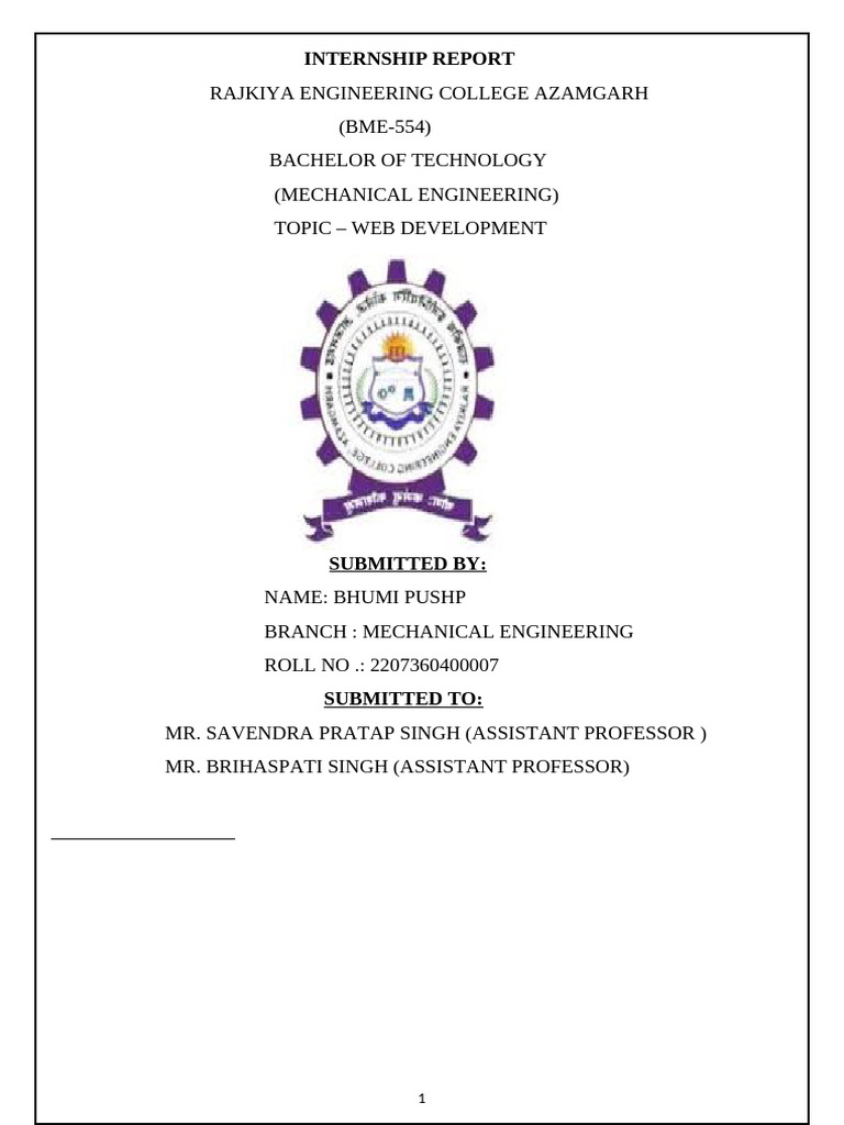 INTERNSHIP REPORT | PDF | Html Element | Html