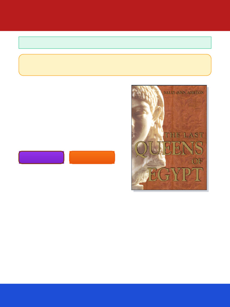 The Last Queens of Egypt Cleopatra S Royal House 1st Edition Sally-Ann ...