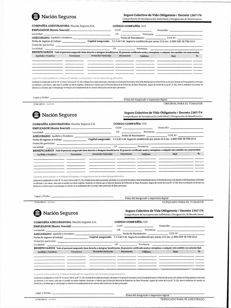 Formulario Nacion Seguros | PDF | Justicia | Crimen y violencia