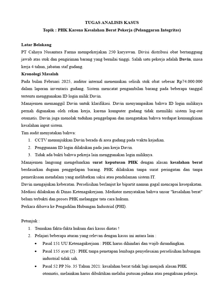 TUGAS ANALISIS KASUS | PDF