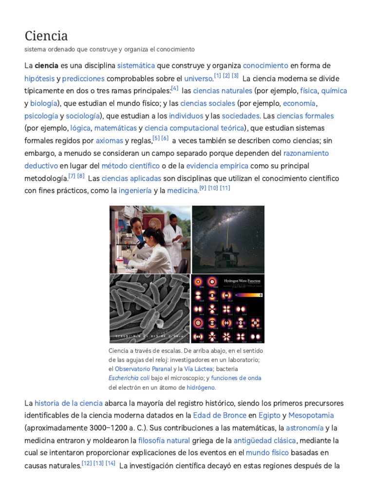 Historia y ramas de la ciencia moderna | PDF | Science | Epistemología