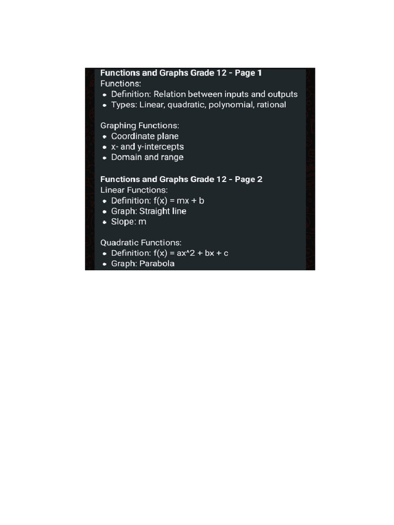 Functions Grade 12 | PDF