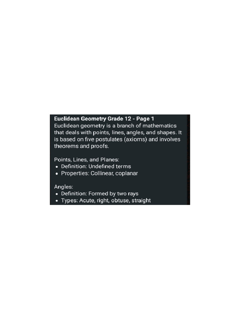 Euclidean Geometry Grade 12 Notes | PDF