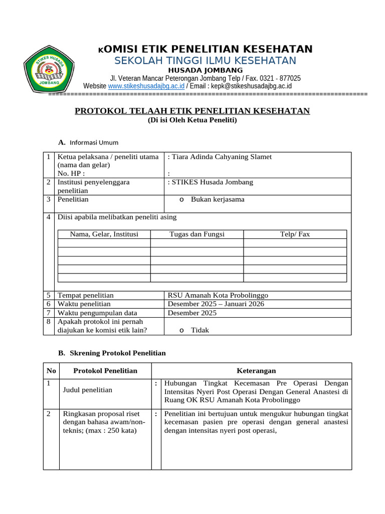 Kecemasan Pre Operasi dan Nyeri Pasca Operasi | PDF