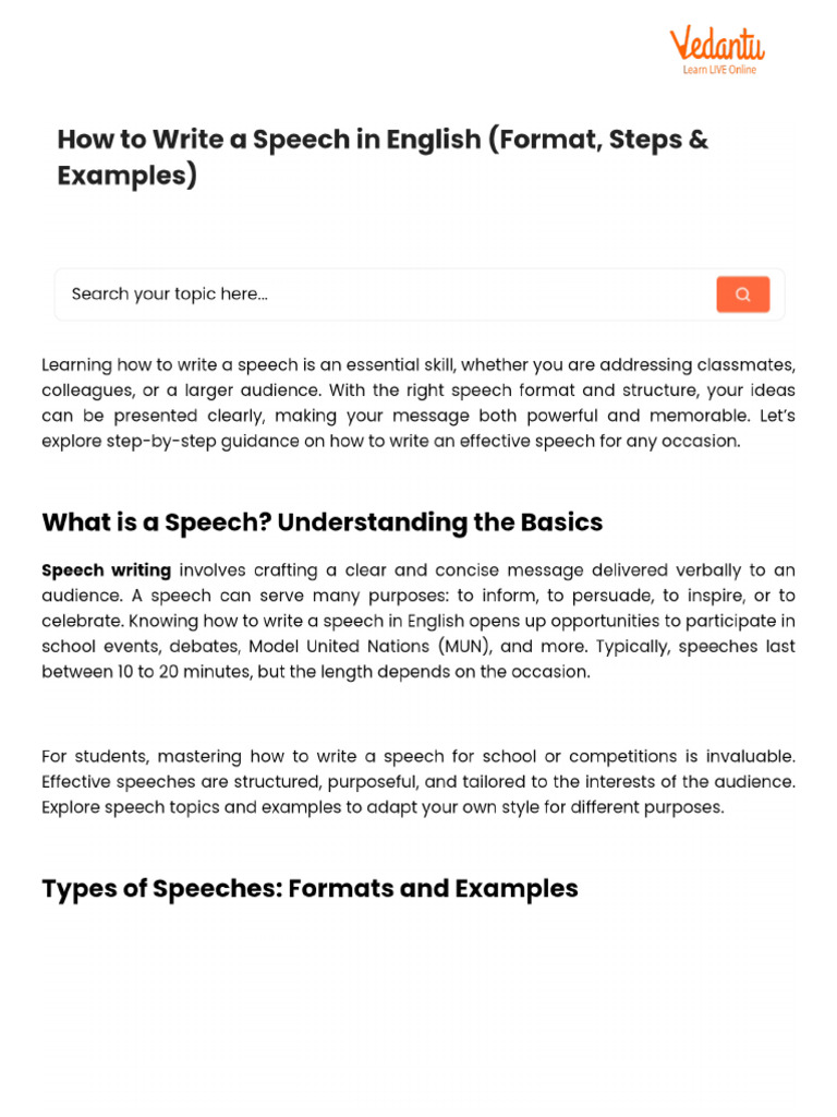 How to Write a Speech in English (Format, Steps & Examples) (1) | PDF