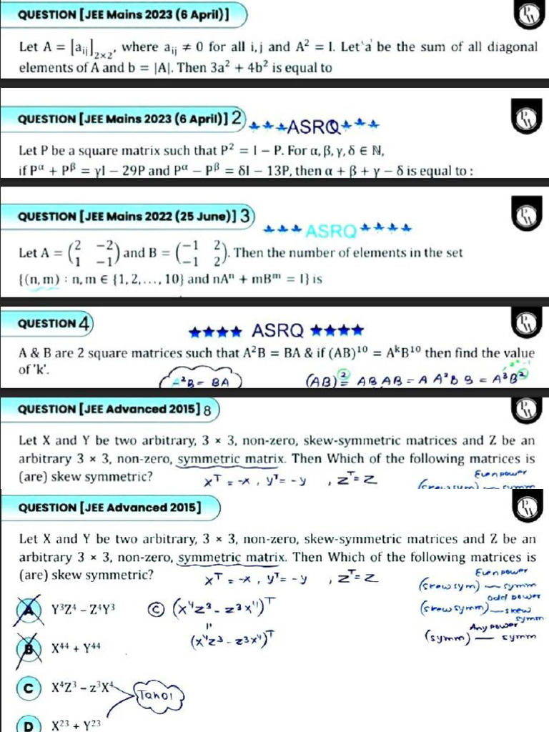 JEE_Matrix_Problems_Collection | PDF