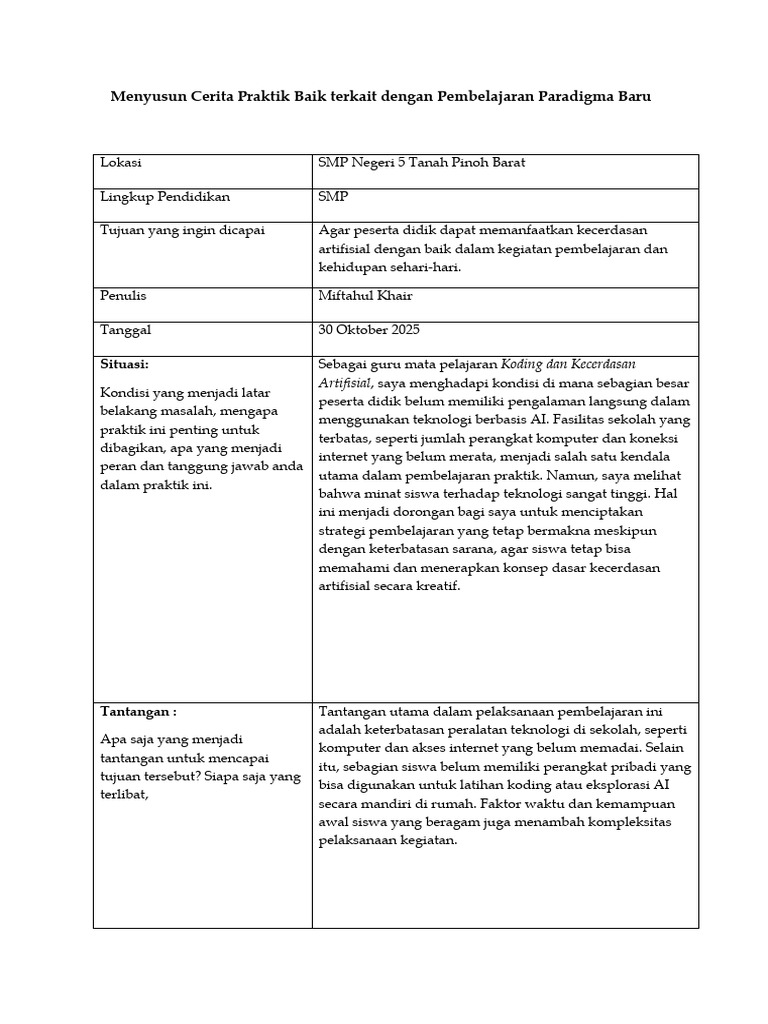 2.Lembar menyusun kerangka cerita praktik baik | PDF