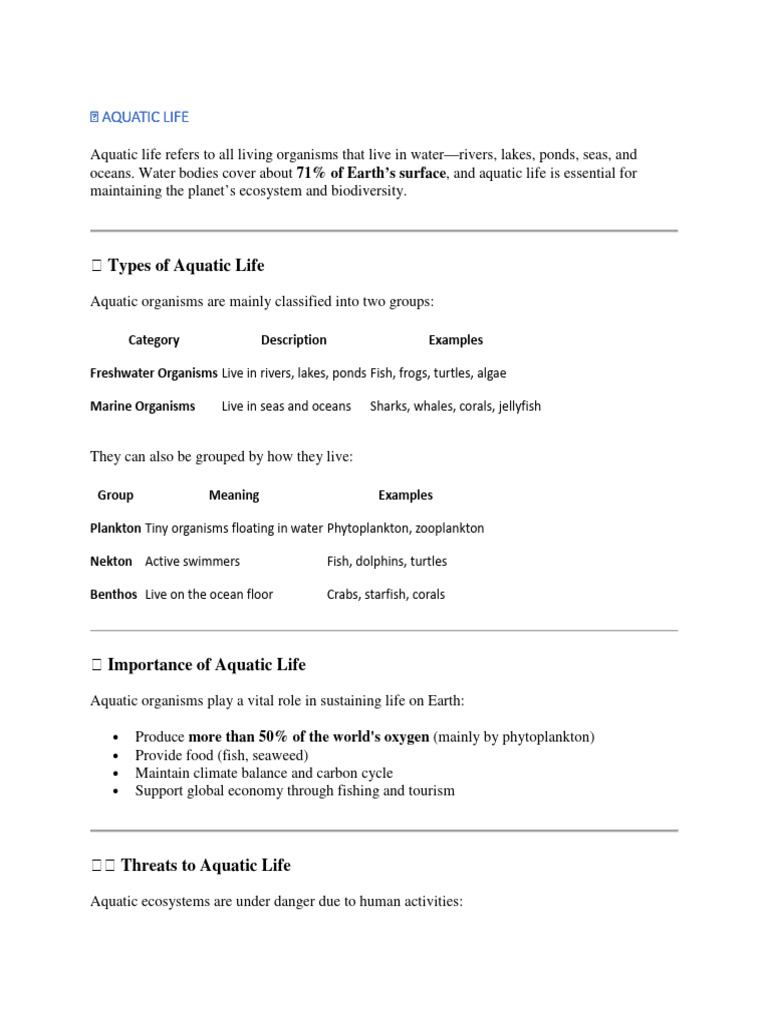 Aquatic Life | PDF