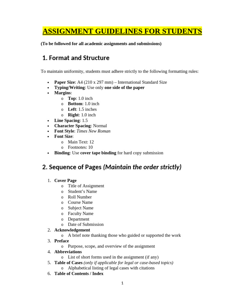 Student Assignment Submission Guidelines | PDF | Citation