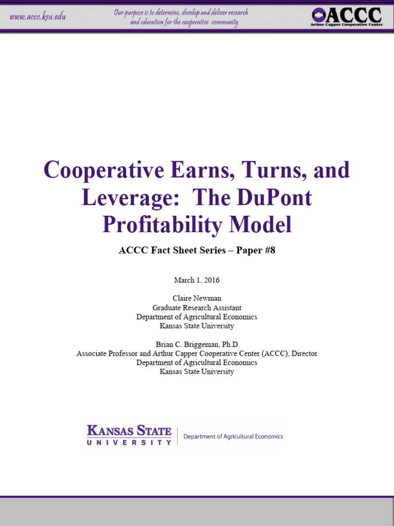 DuPont Model for Cooperative Profitability | PDF | Return On Equity ...