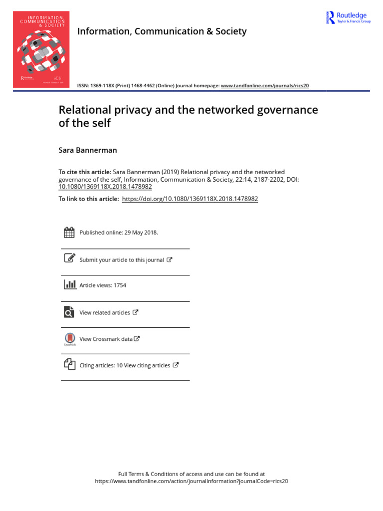 Relational Privacy and The Networked Governance of The Self | PDF ...