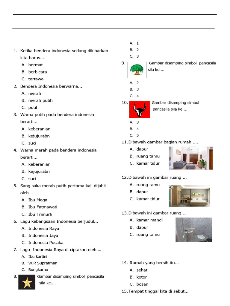Kuis PKN untuk Kelas 1: Bendera dan Pancasila | PDF
