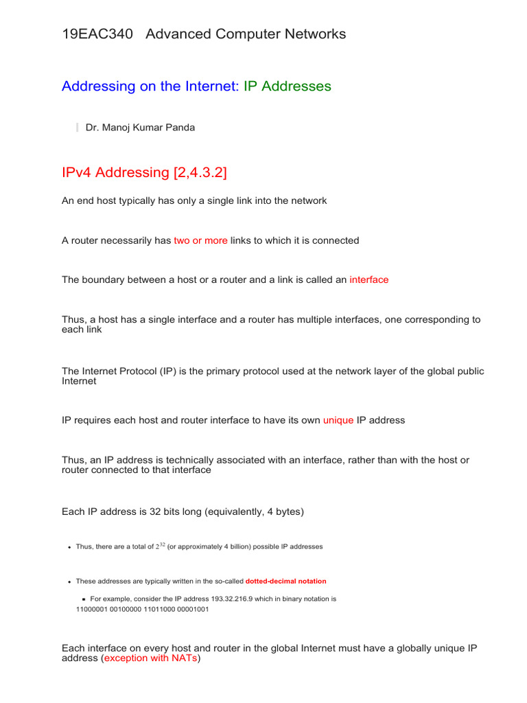 4_Layer_3_IP_Addresses | PDF | Ip Address | Internet Protocols