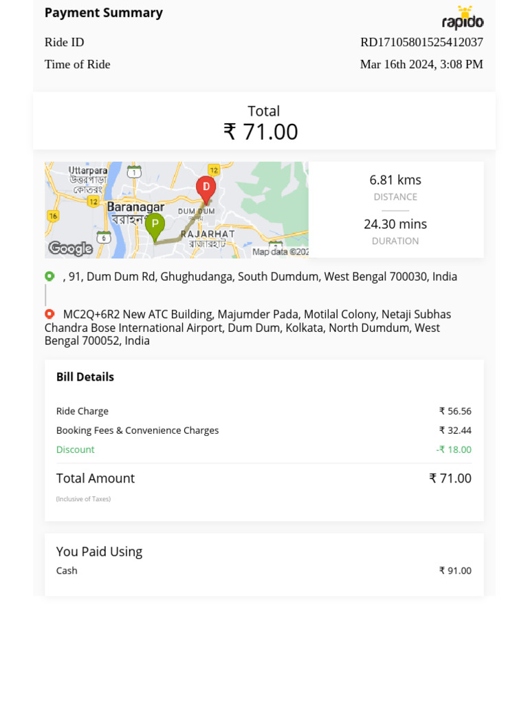 Kolkata Ride Invoice Summary | PDF | Invoice | Government Finances
