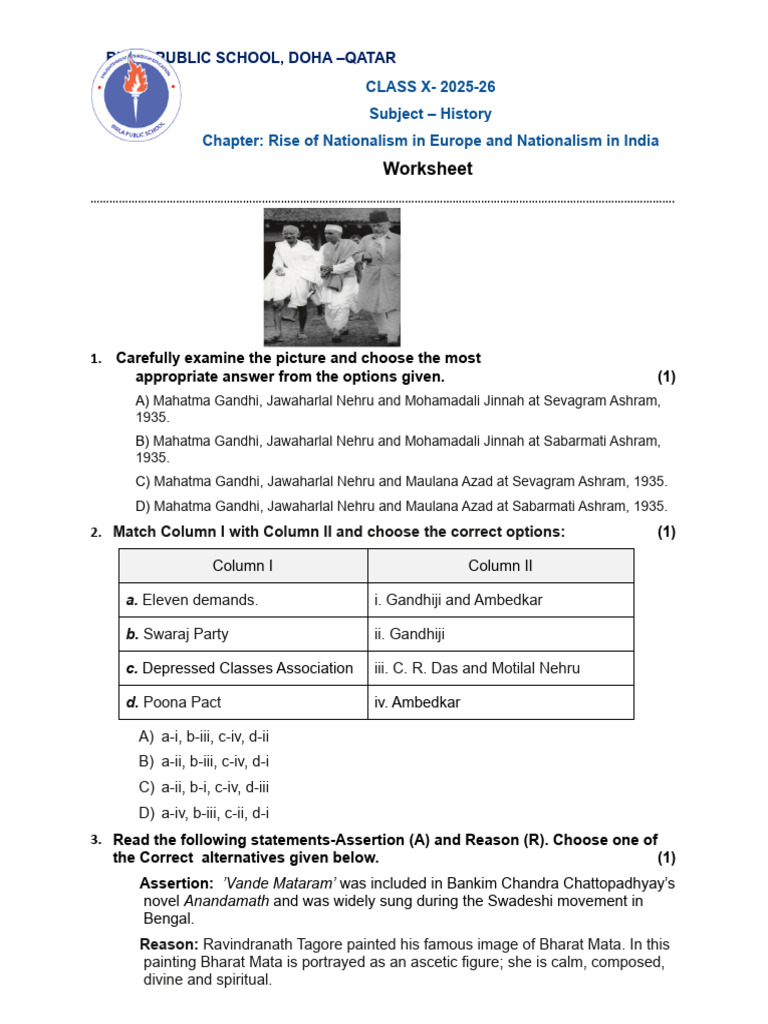 Worksheet Rise of Nationalism in Europe, Nationalism in India | PDF ...