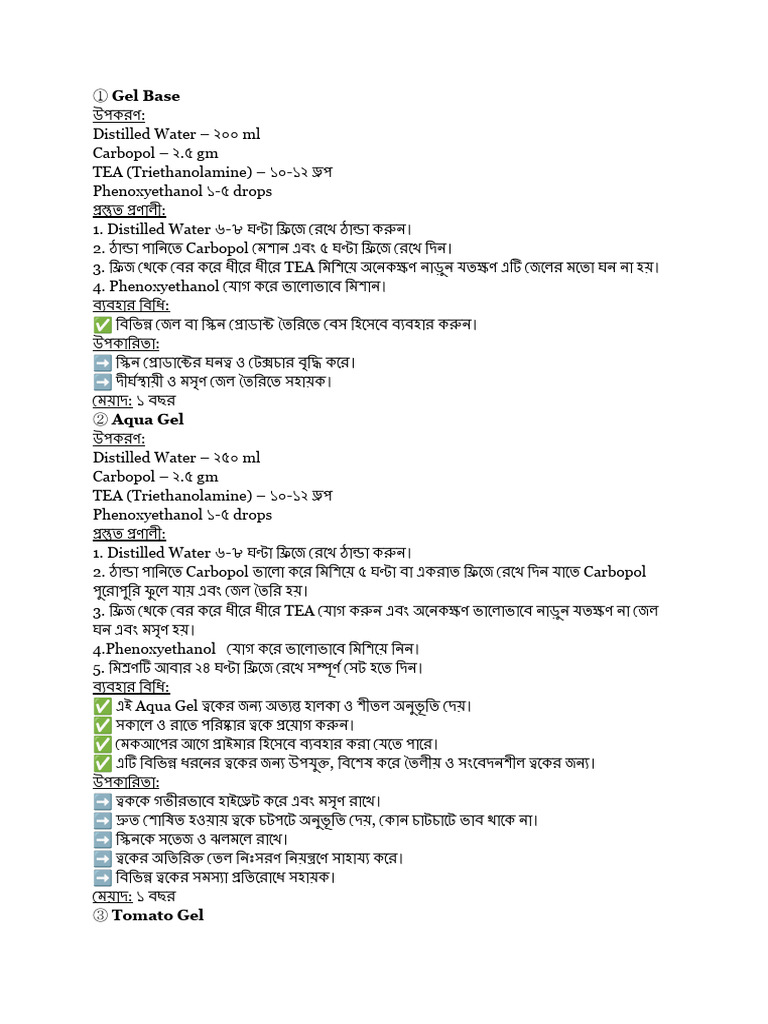 Gel Recipes | PDF