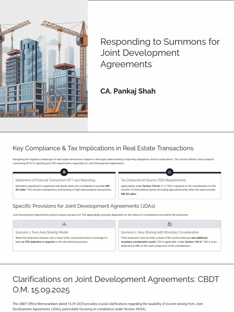 Joint Development Agreements: Tax Compliance Guide | PDF | Capital ...