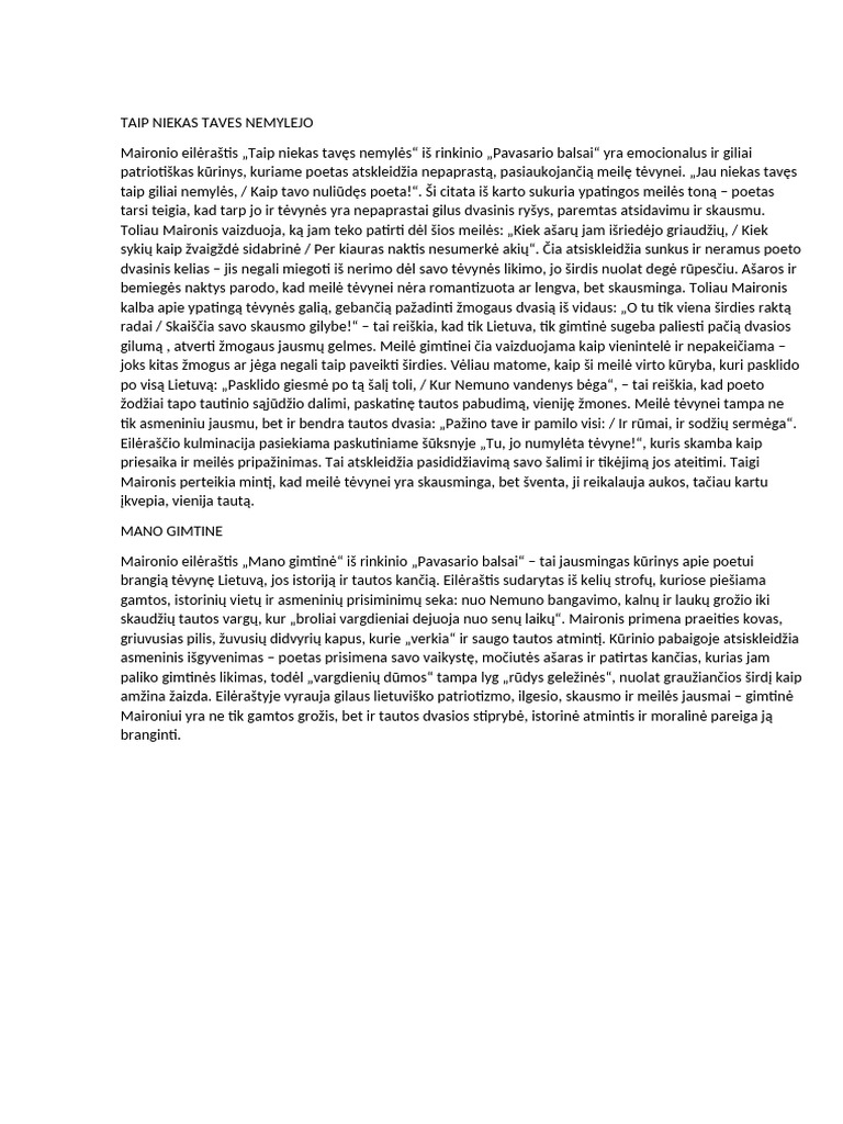 Taip Niekas Taves Nemylejo | PDF