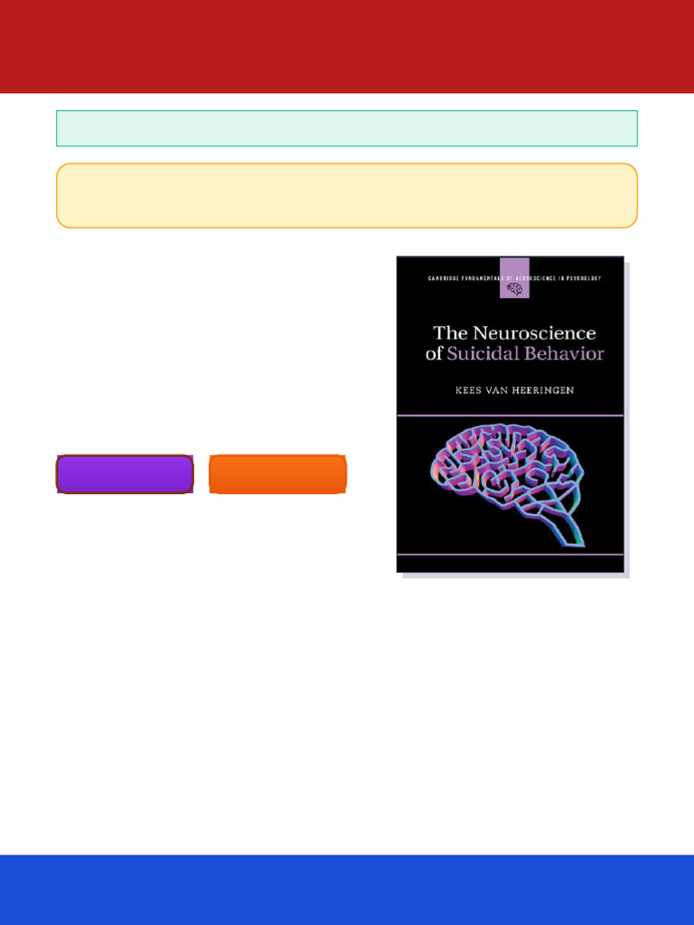 The Neuroscience of Suicidal Behavior 1st Edition Kees Van Heeringen ...