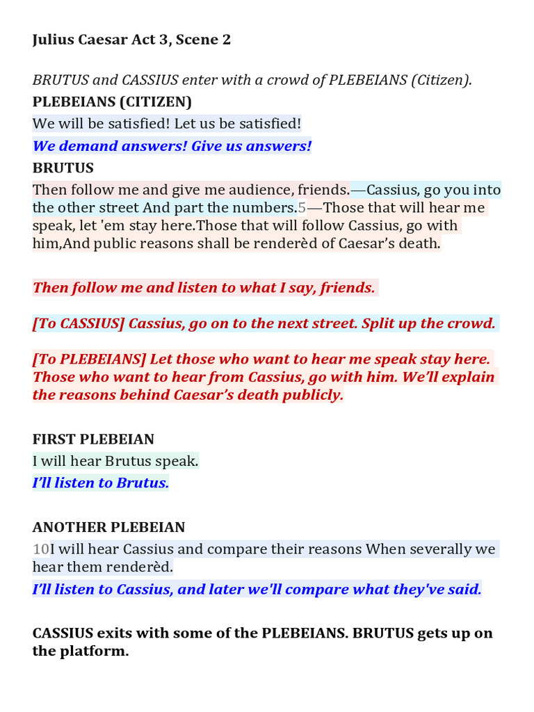 Brutus' Speech on Caesar's Death | PDF | Augustus | Mark Antony