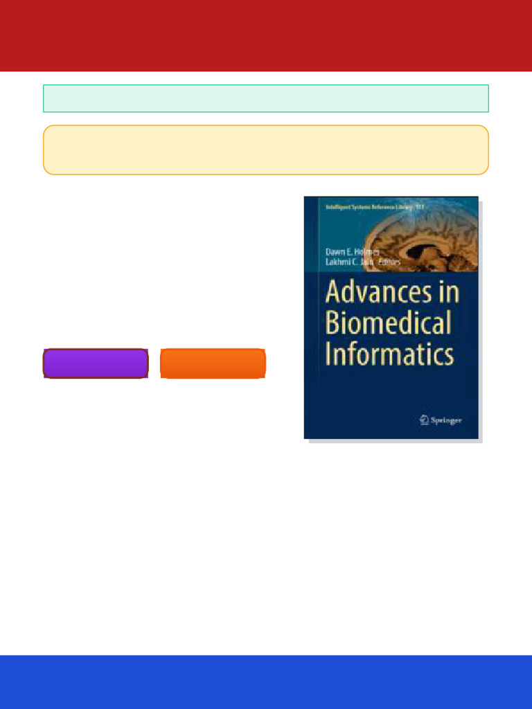 Advances in Biomedical Informatics 1st Edition Dawn E. Holmes ebook no ...