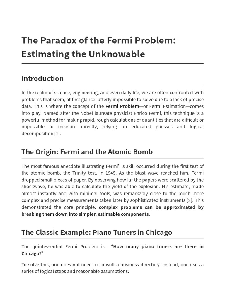 Document 2 Fermi Problem | PDF