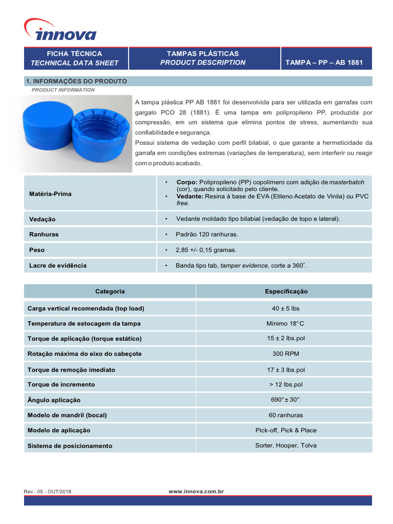 PT 2-5-0119 Ficha Tecnica Tampas Vdl 1881 Baixa Rev00 PDF 560d4b54bacdd ...