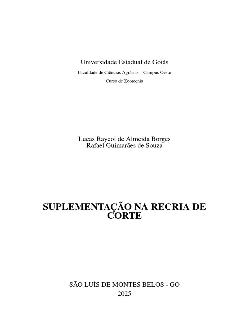 Suplementação na Recria de Corte Bovina | PDF | Economia | Soja