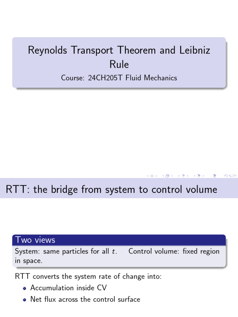 Reynolds Transport Theorem Explained | PDF | Flux | Integral
