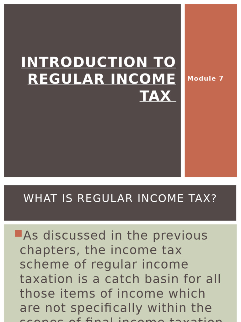 Introduction to Regular Income Tax (1) | PDF | Money | Income